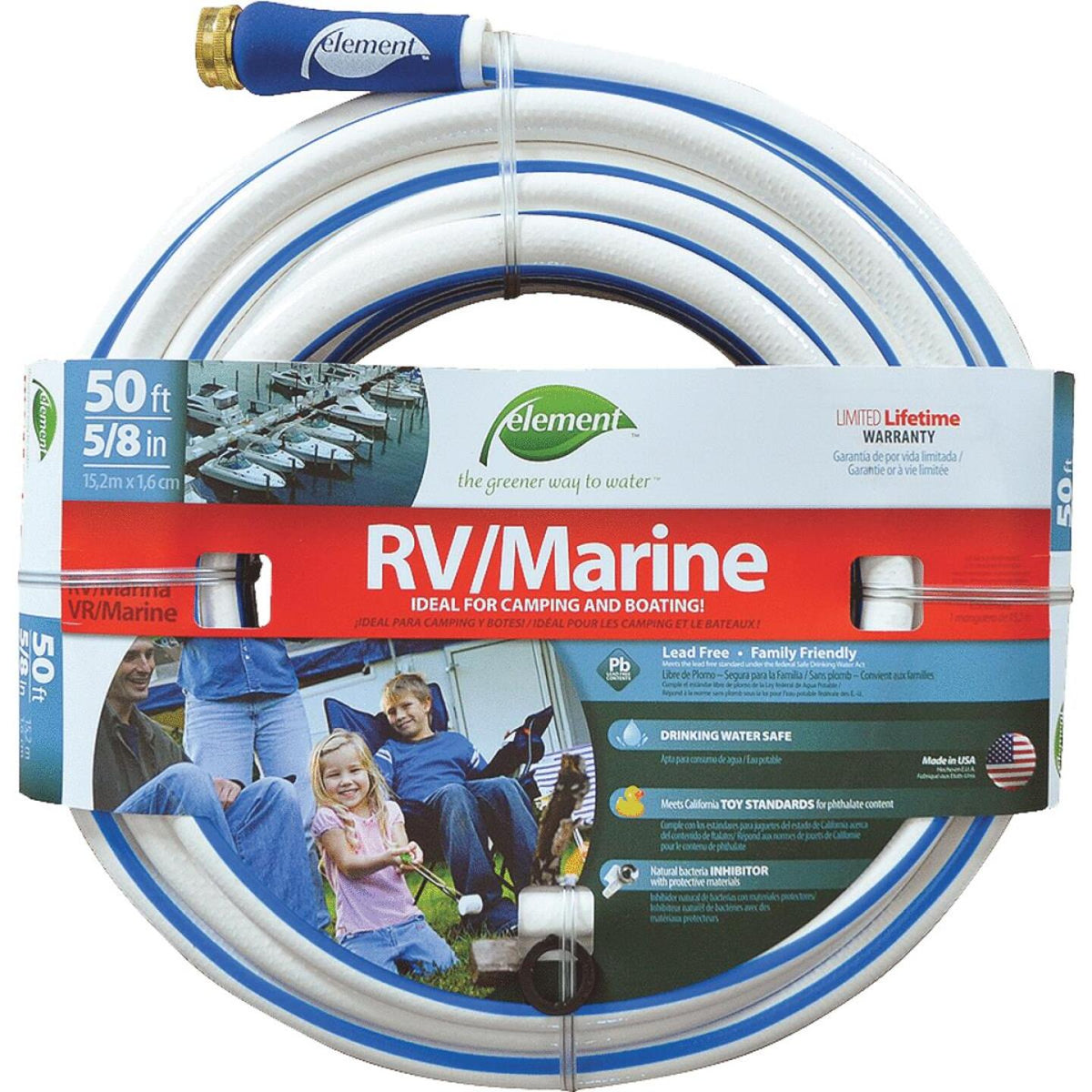 Element 5/8 In. Dia. x 50 Ft. L. Drinking Water Safe RV/Marine Hose ...